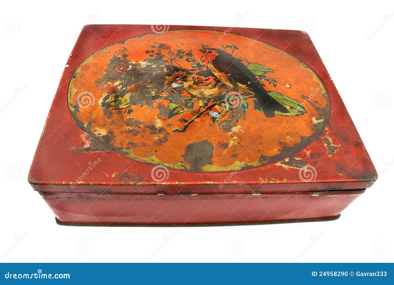 Rusty red tin box stock photo. Image of closeup, orange - 24958290
