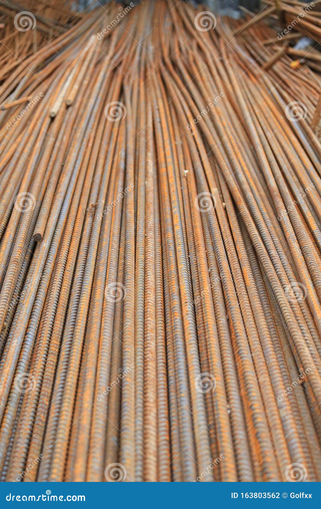 Rusty Reinforcing Steel Bar Background. Rebar for Concrete Construction ...