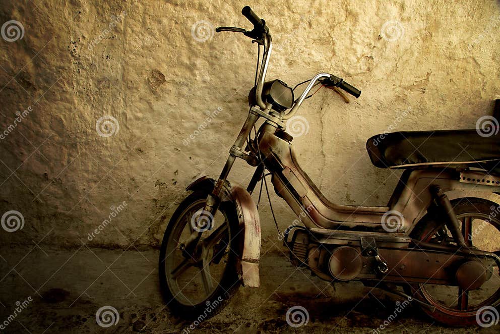 Rusty retro scooter stock photo. Image of classic, leaning - 1109056