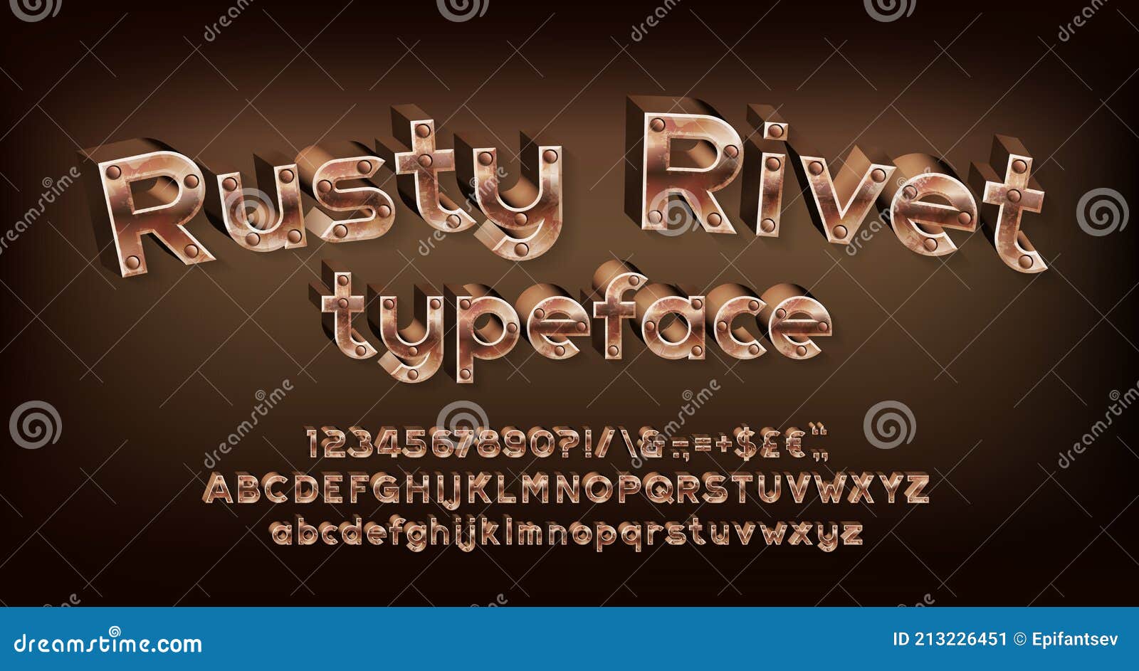 Rusty Rivet Alphabet Font. Steampunk 3D Letters, Numbers and ...