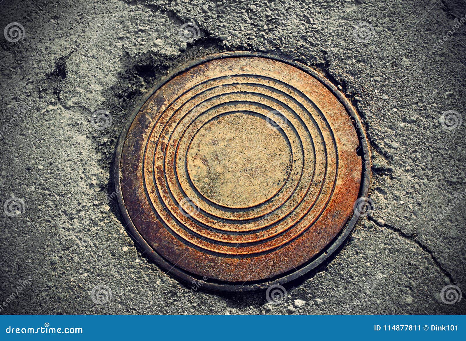Rusty round manhole stock image. Image of grunge, rust - 114877811