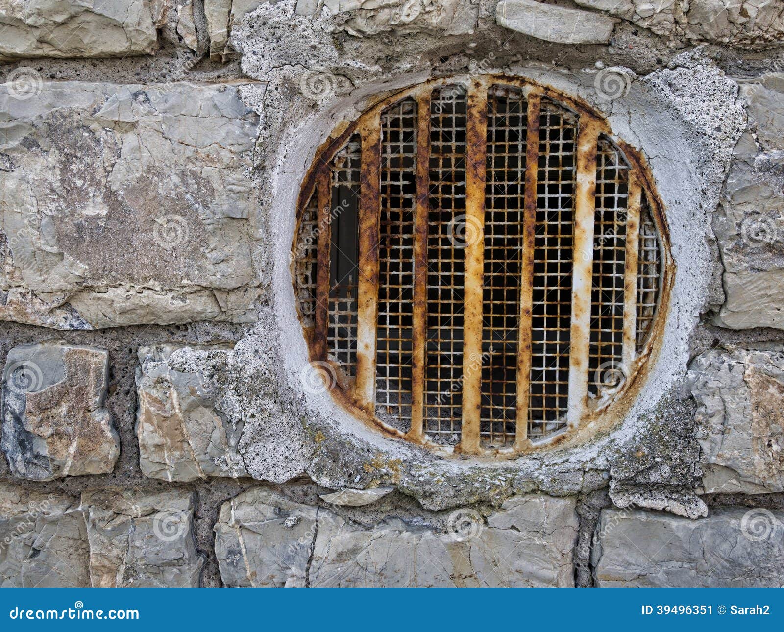 Rusty round window, grille stock image. Image of window - 39496351