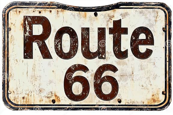Rusty Route 66 Road Sign Ai Photo Stock Illustration - Illustration of ...