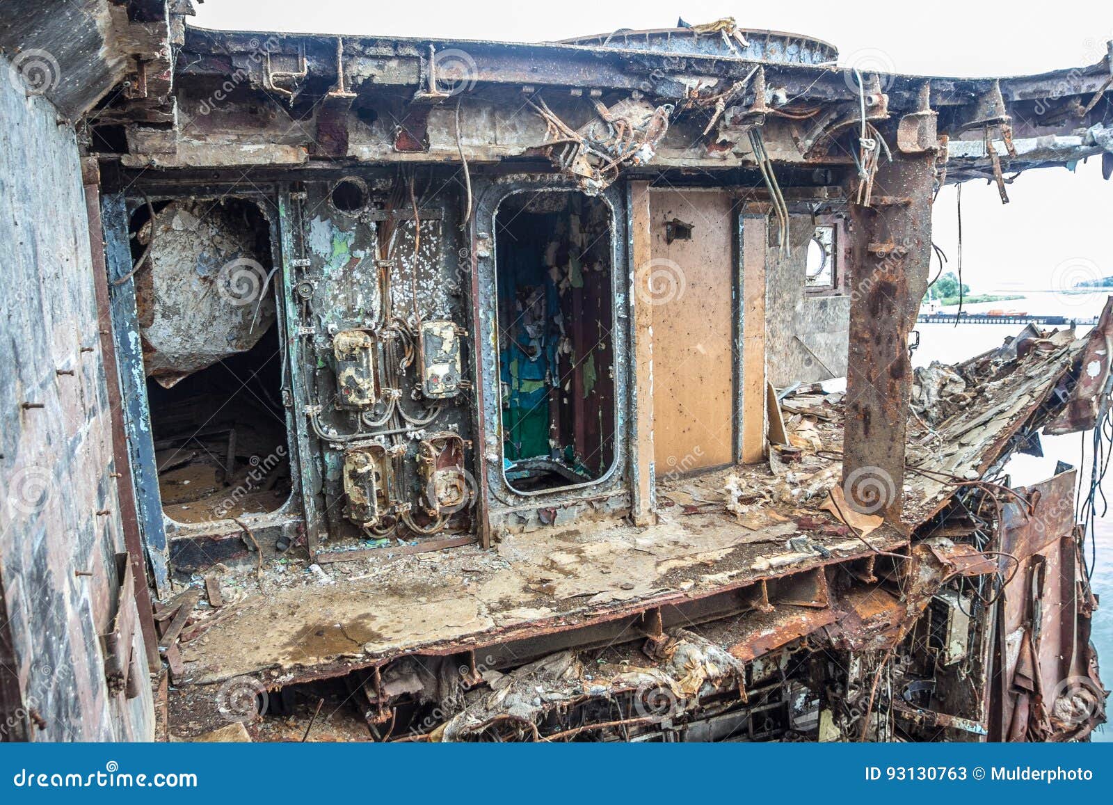 Rusty Ruins of Russian Warship Sawed for Scrap Metal. Stock Image ...