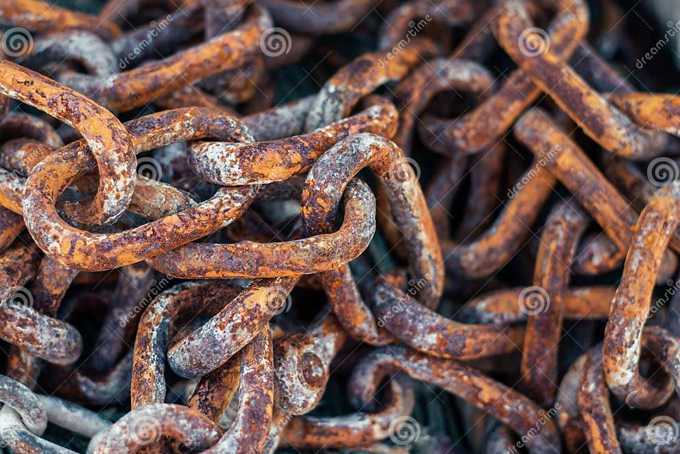 Rusty Rust Chains Background Close Up Stock Photo - Image of ring ...