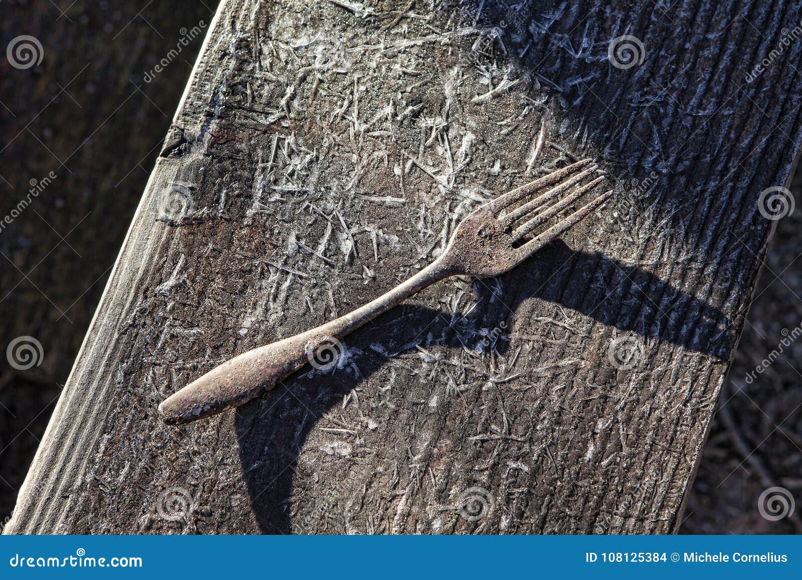 Rusty fork with frost stock photo. Image of fork, wood - 108125384