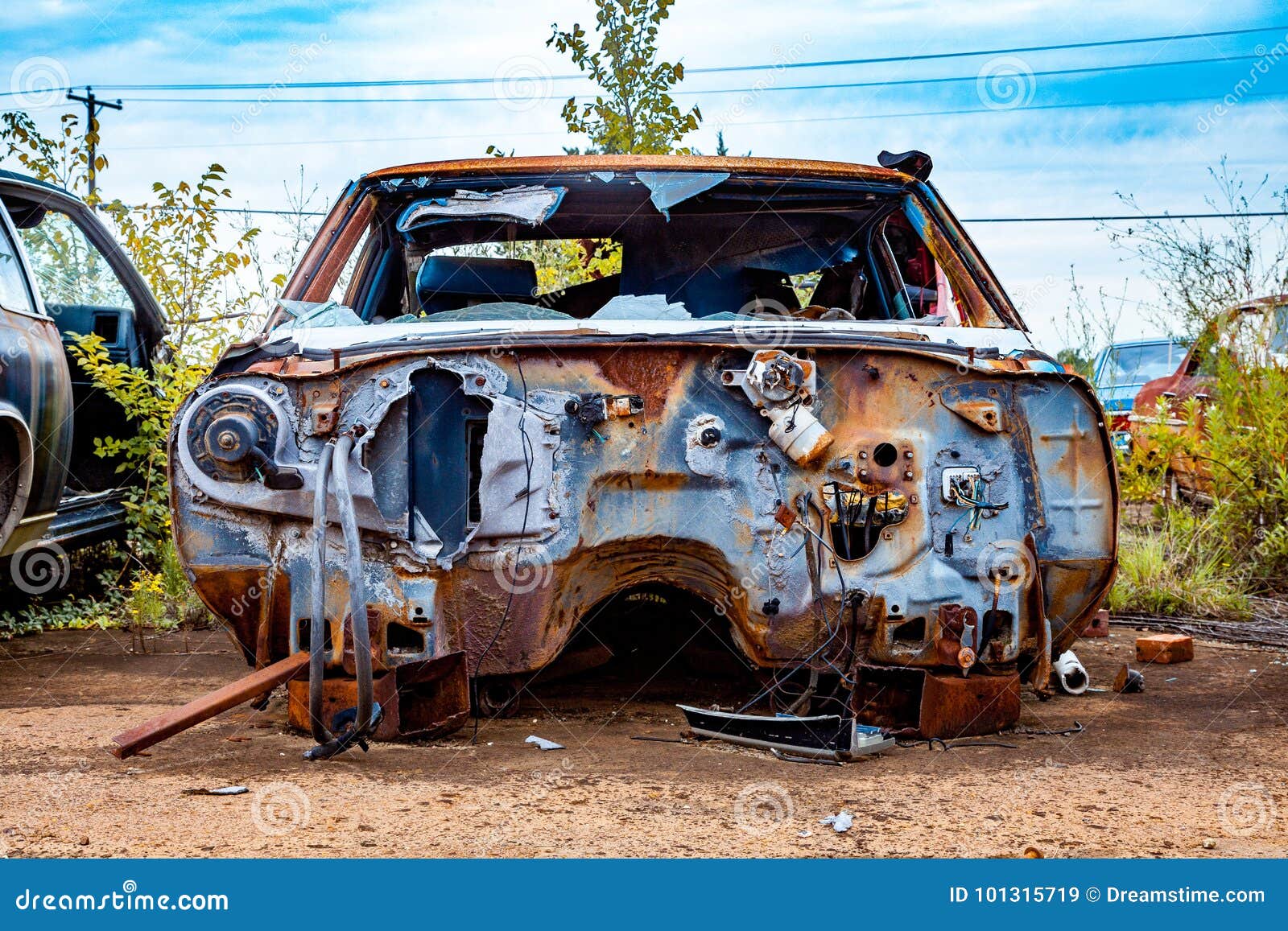 Rusty Salvage Yard Car stock image. Image of broken - 101315719