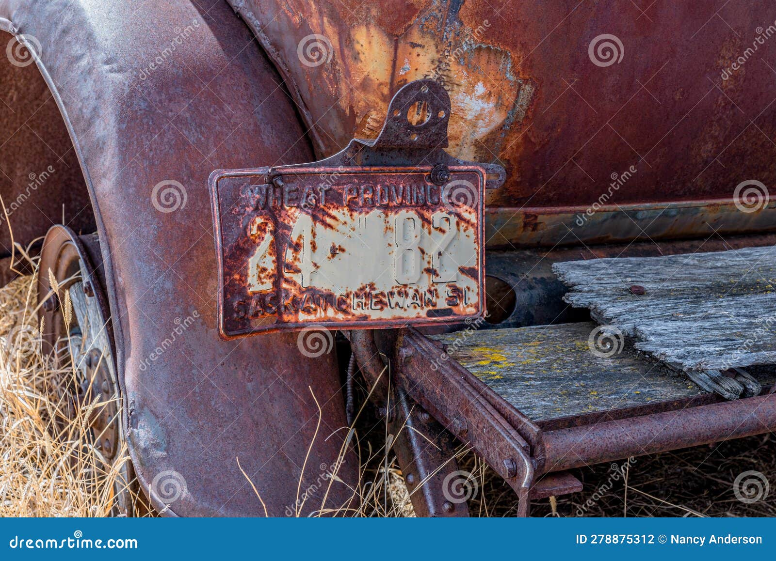 An Rusty Saskatchewan License Plate Attached To an Abandoned Classic ...