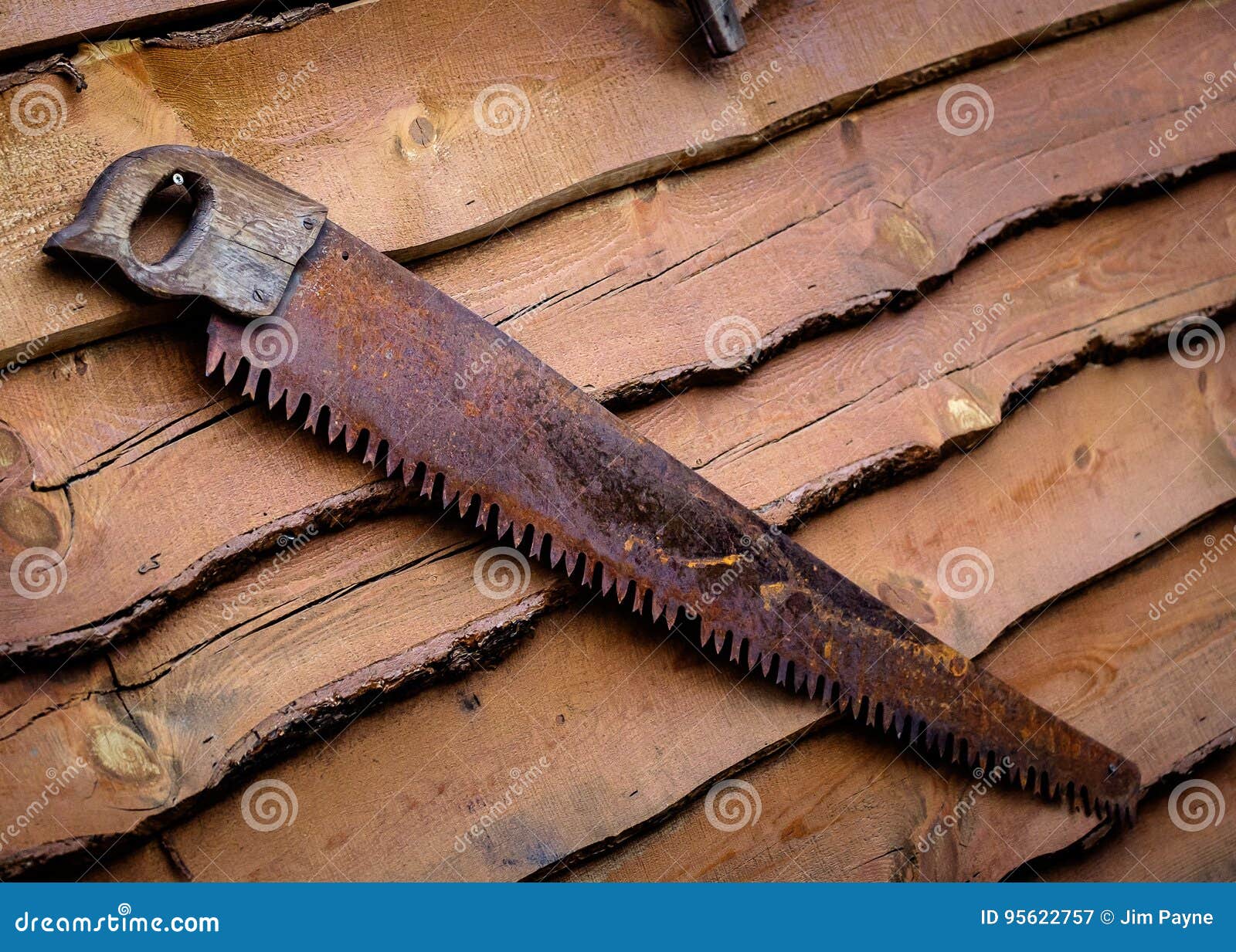Rusty saw on wall stock image. Image of dark, timber - 95622757