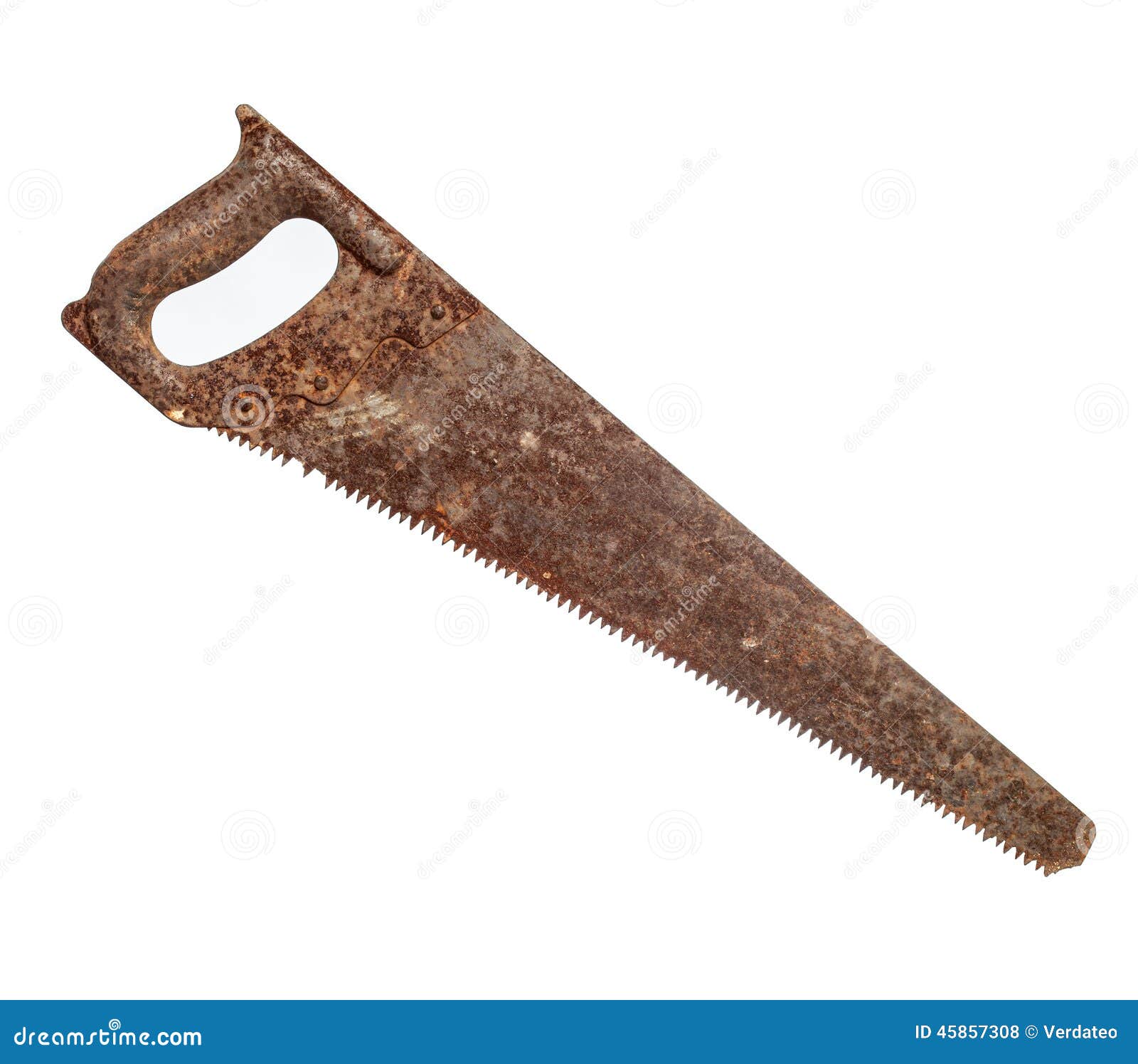 Rusty saw on white stock photo. Image of handsaw, edge - 45857308