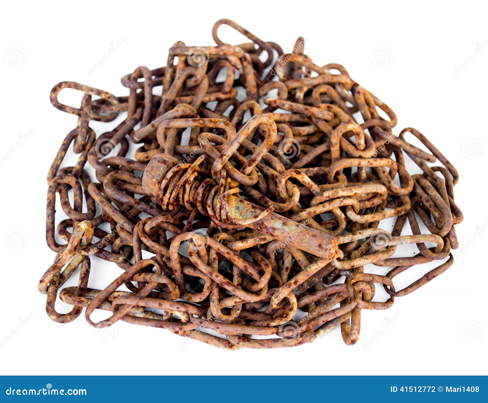 Rusty Lying on a Rusty Chain Isolated Stock Photo - Image of aging ...