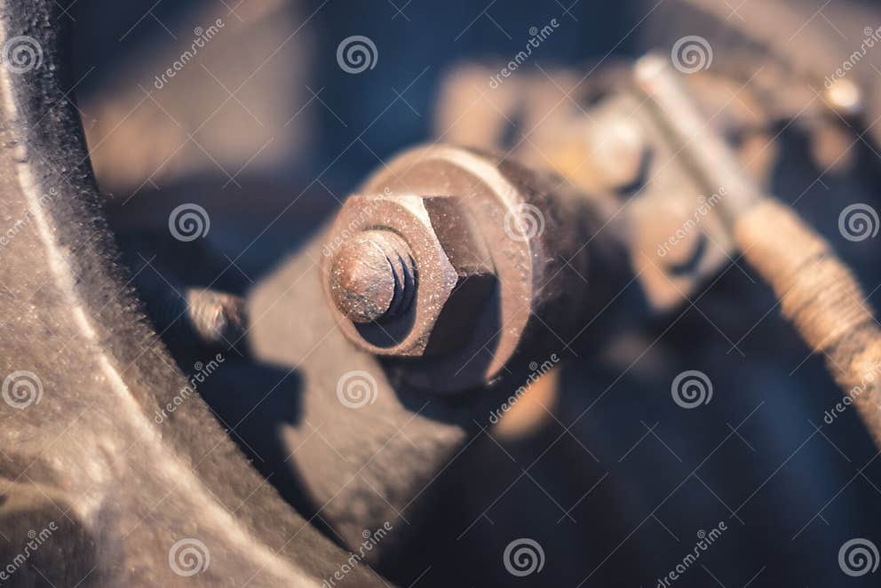 Rusty and Nut Macro in Old Rusted Engine Stock Photo - Image of iron ...