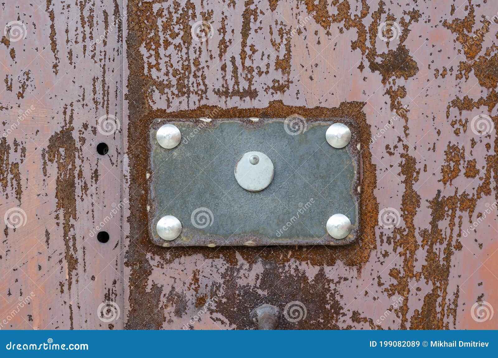 Rusty Sheet of Metal with a Rectangular Plate Stock Image - Image of ...