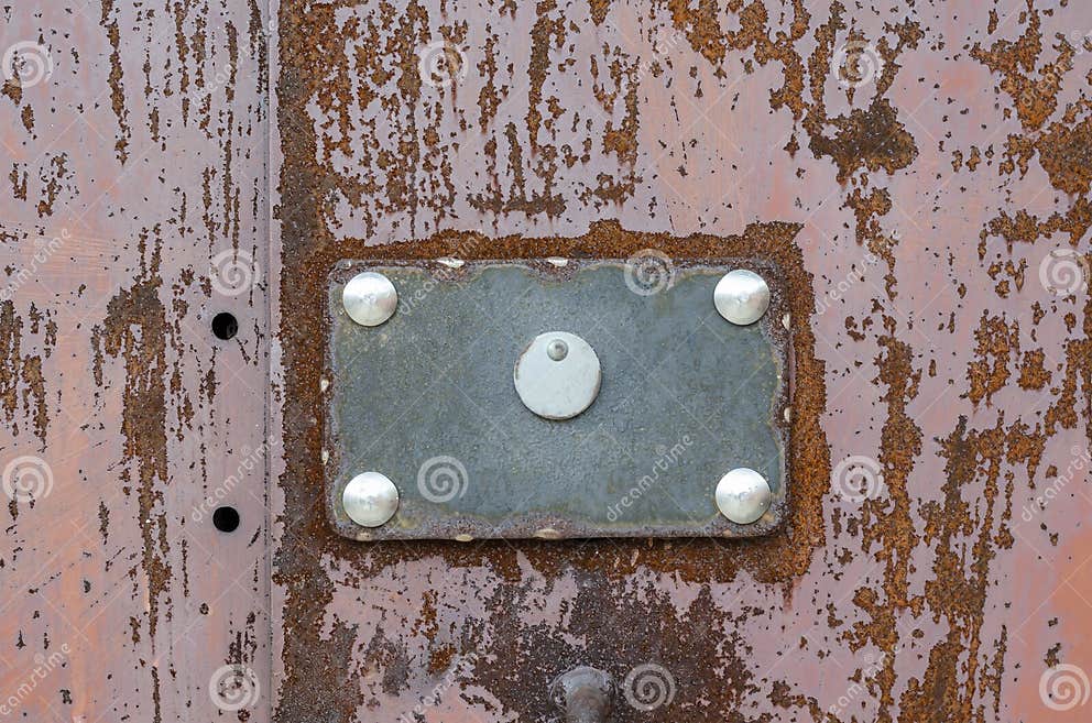 Rusty Sheet of Metal with a Rectangular Plate Stock Image - Image of ...