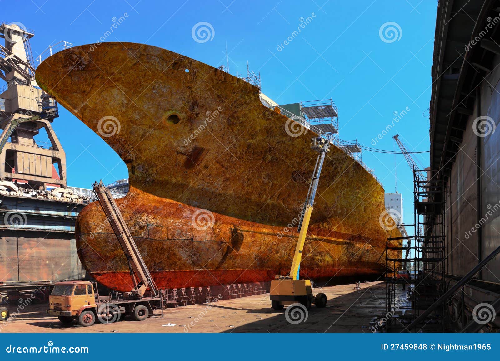 Rusty ship in dock stock photo. Image of harmful, laborer - 27459848