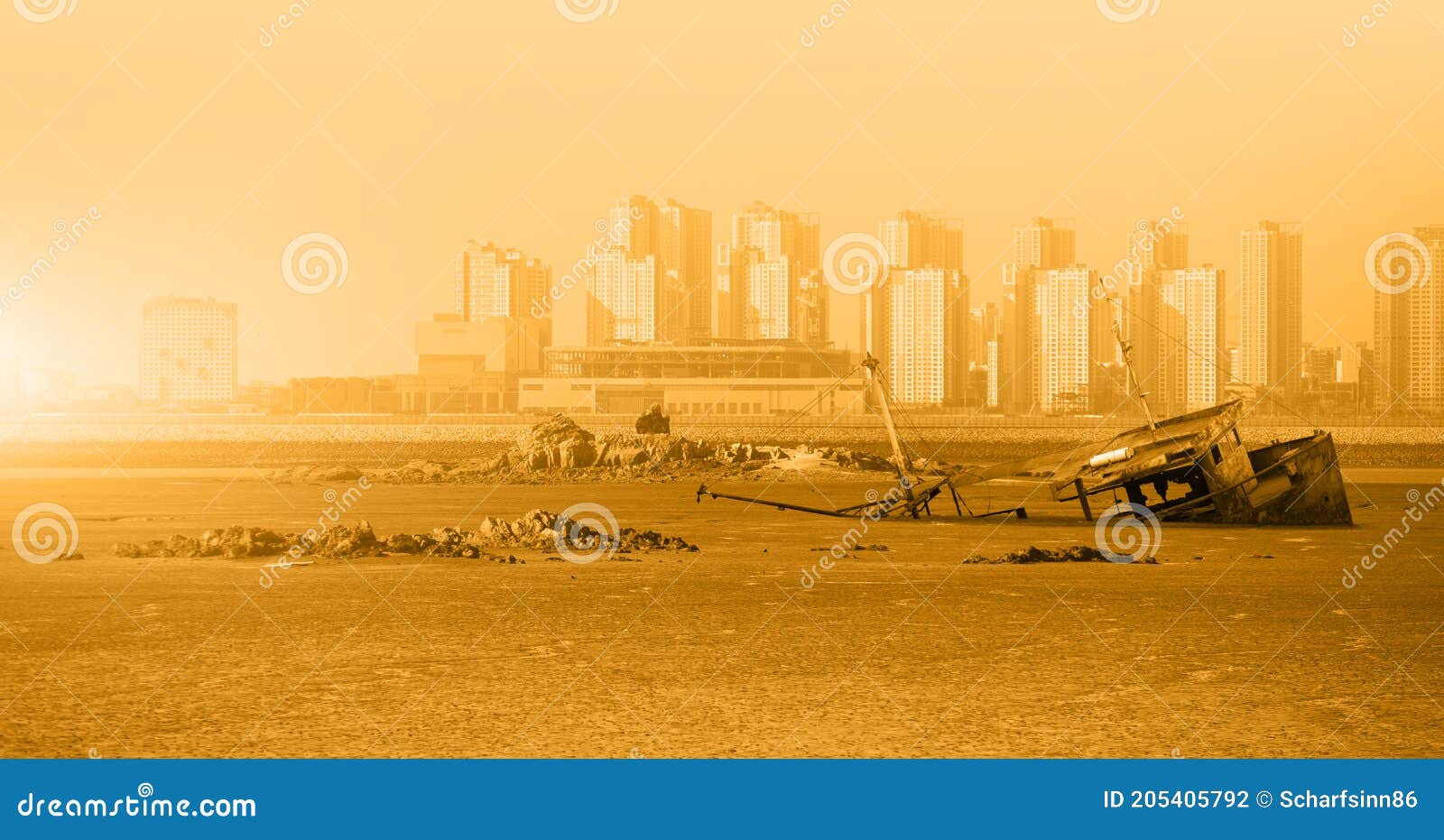 Rusty Ship in a Dried Ocean Stock Photo - Image of change, desert ...