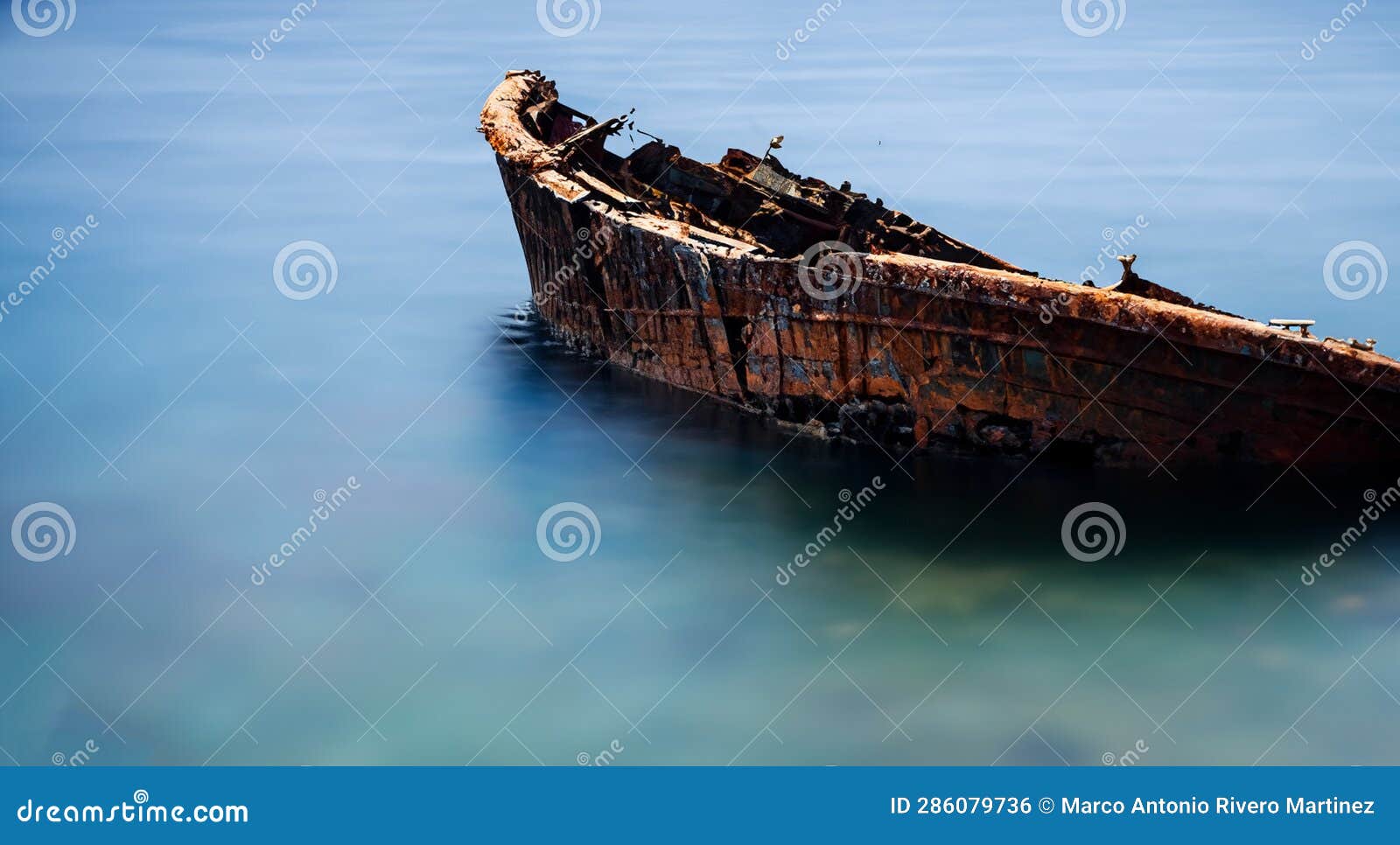 Rusty Ship Floating in the Sea Stock Photo - Image of sunken, craft ...