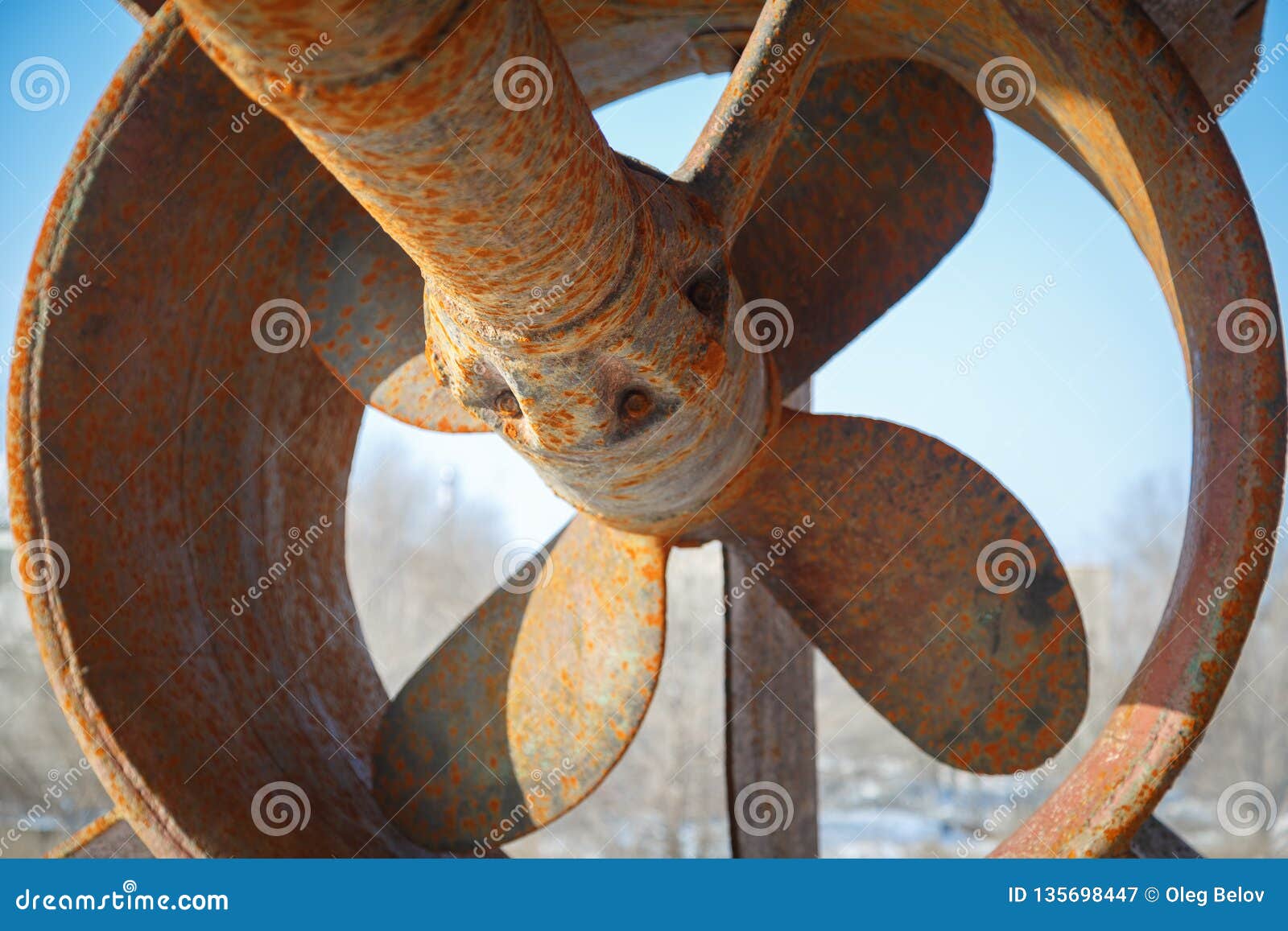 Rusty In The Nozzle, The Rudder And Shaft Of The Ship, Standing In A ...