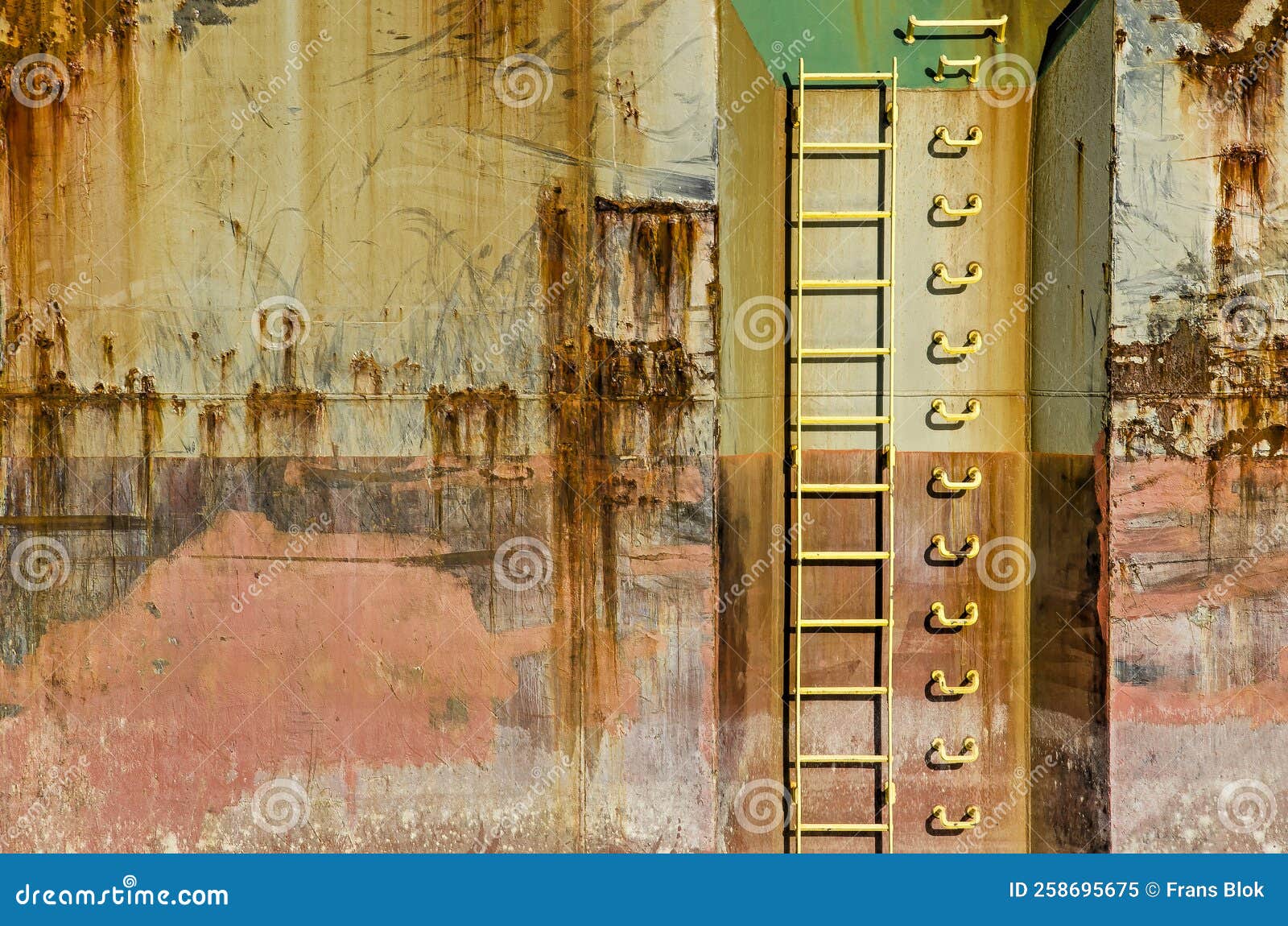 Rusty Ship`s Hull with Ladder Stock Image - Image of scratch, color ...