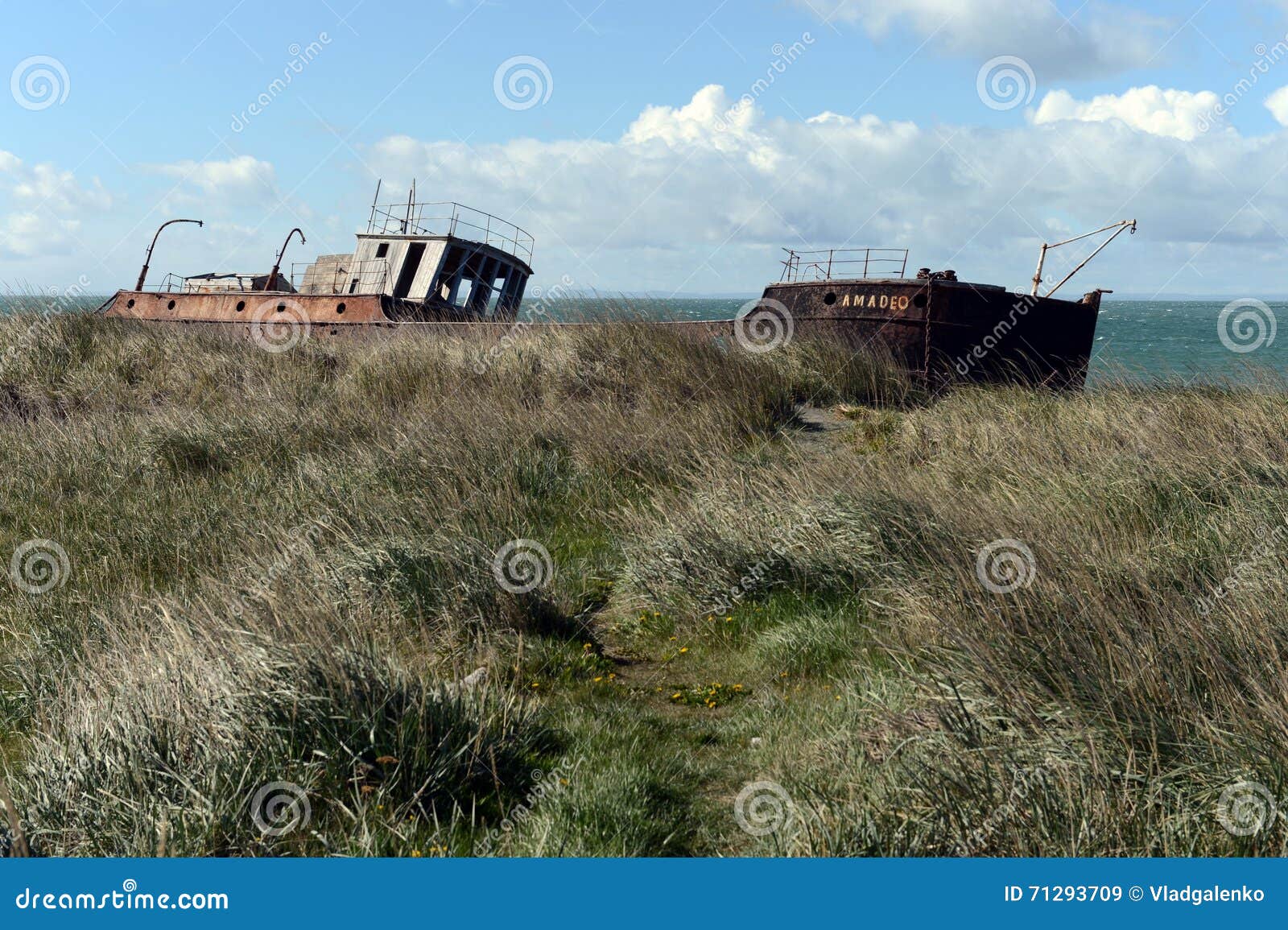 Rusty Ship on the Shore of the Strait of Magellan in the Village of San ...