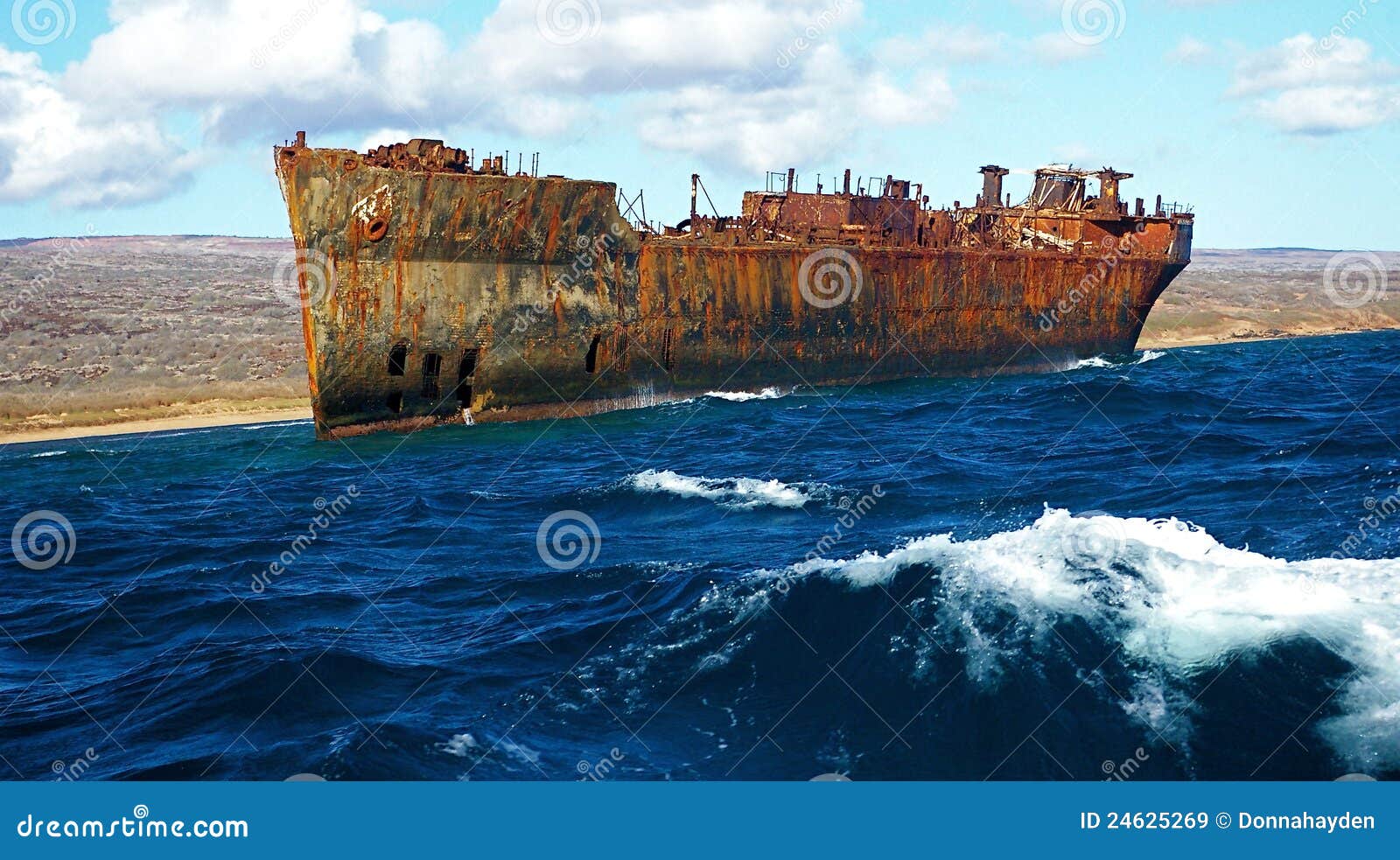 Rusty Ship Still Afloat in the Pacific Ocean Stock Image - Image of ...