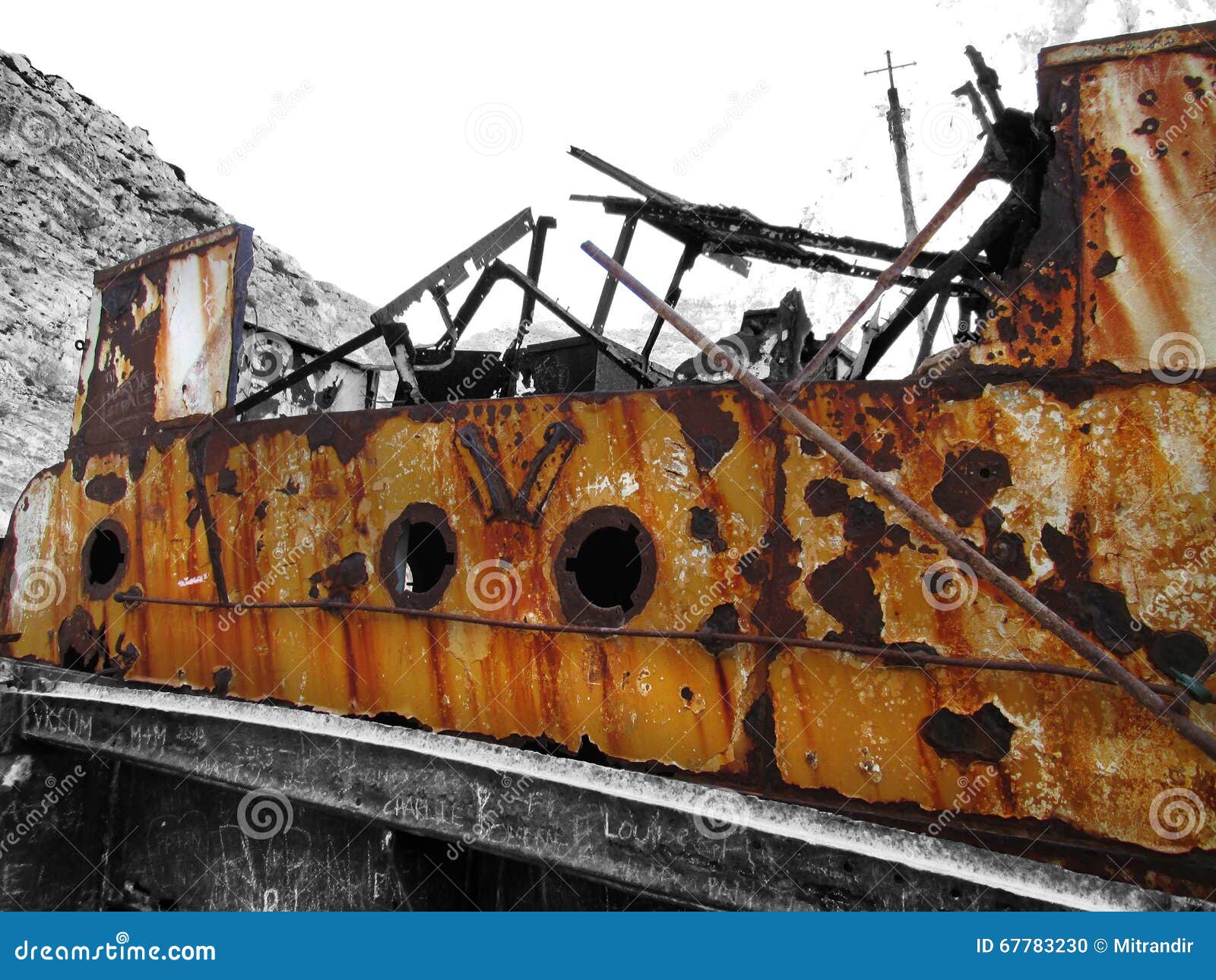 Rusty ship wreckage stock photo. Image of corroded, industry - 67783230