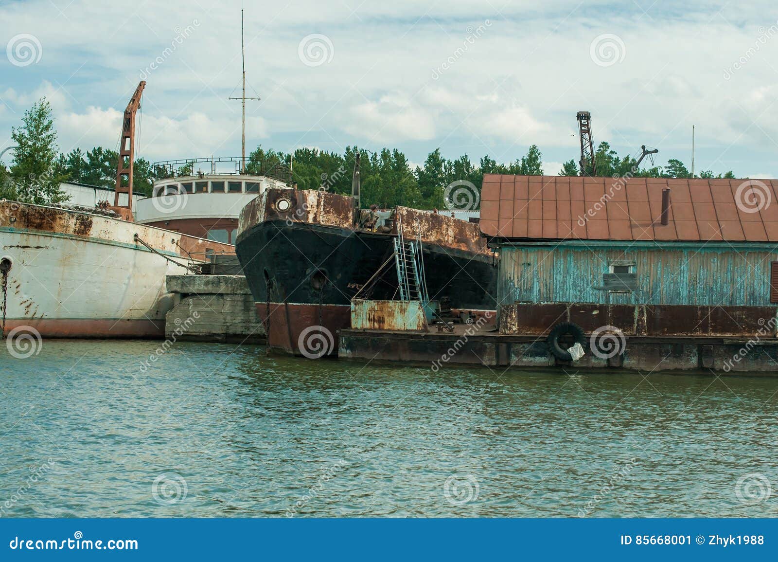 Rusty Ships in the River on the Quay Stock Image - Image of river ...