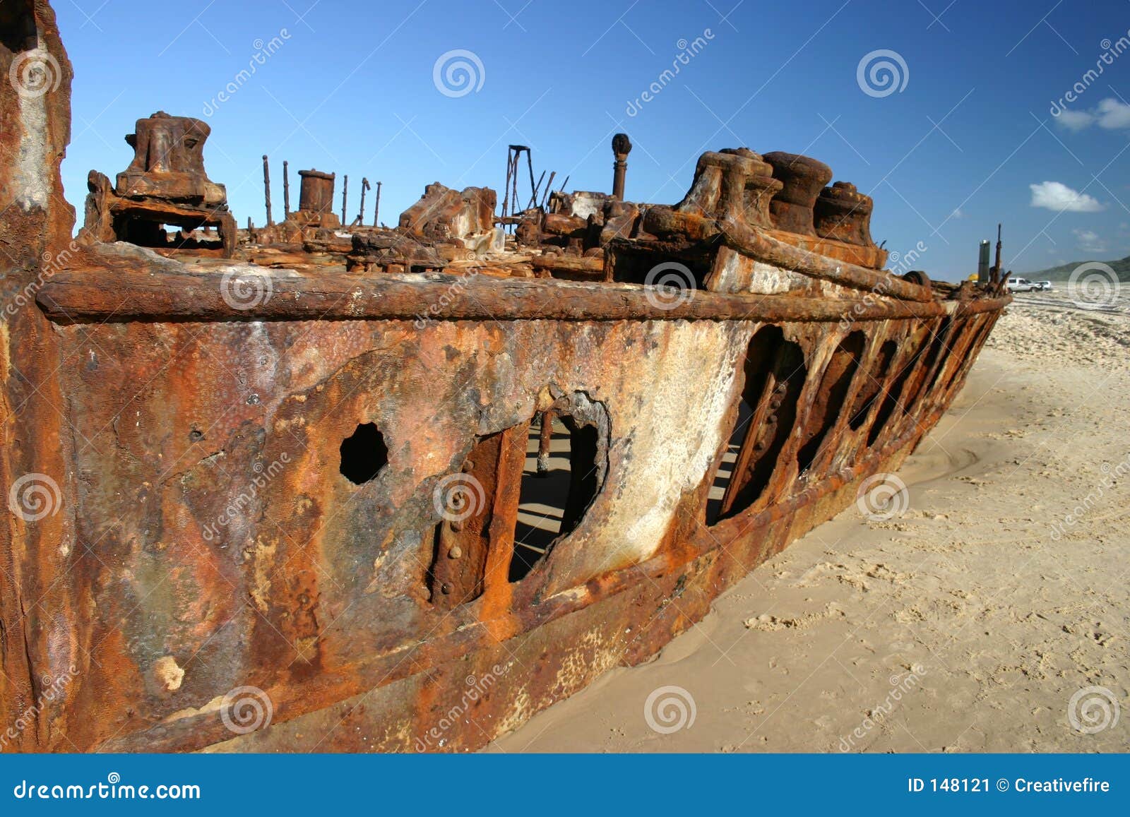 Rusty Shipwreck on Beach stock image. Image of ocean, boat - 148121