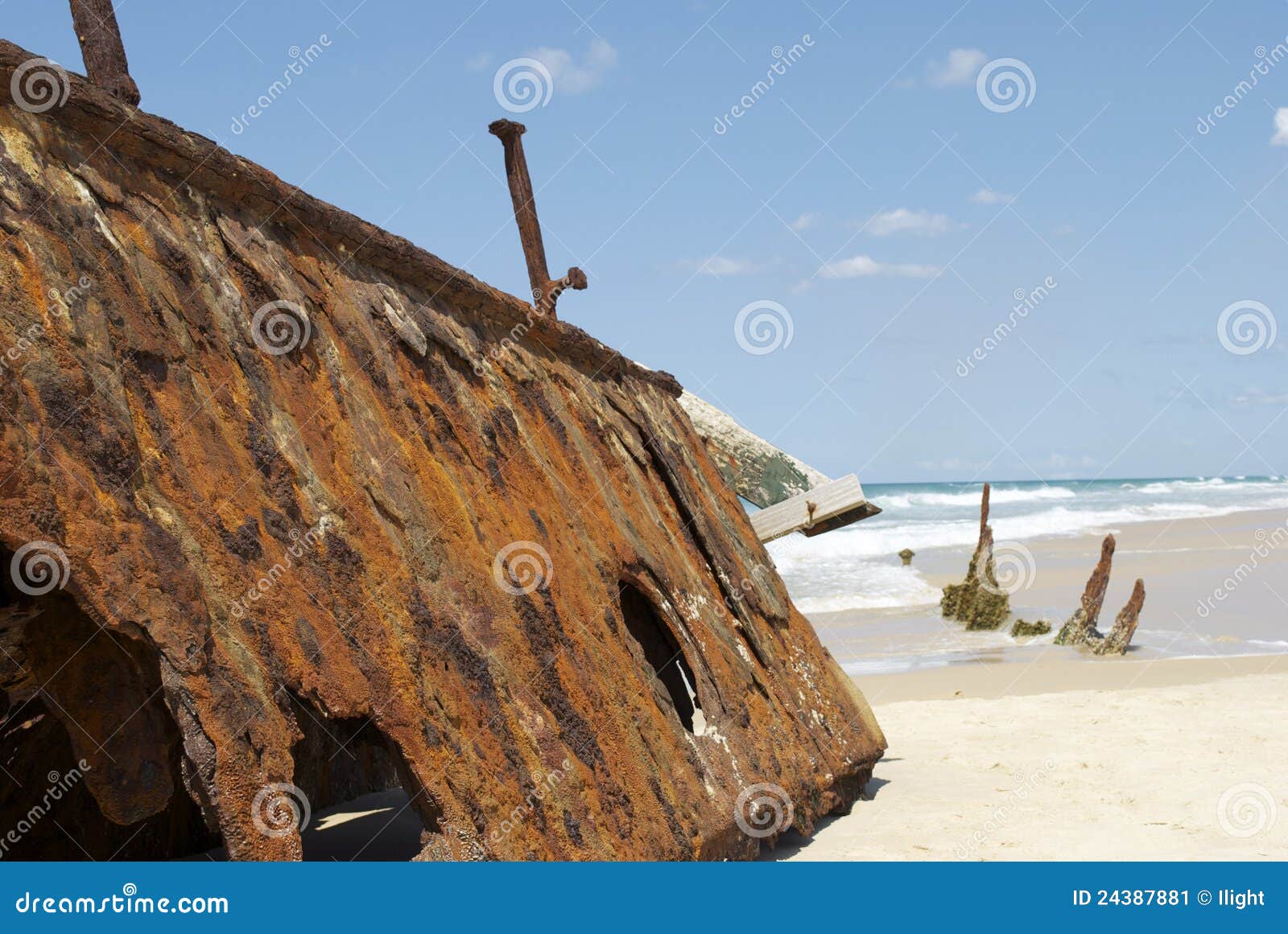 Rusty Shipwreck on Beach stock image. Image of island - 24387881