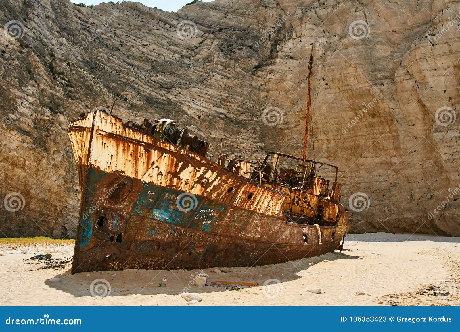 A Rusty Shipwreck on a Rocky Beach Stock Image - Image of island, rock ...