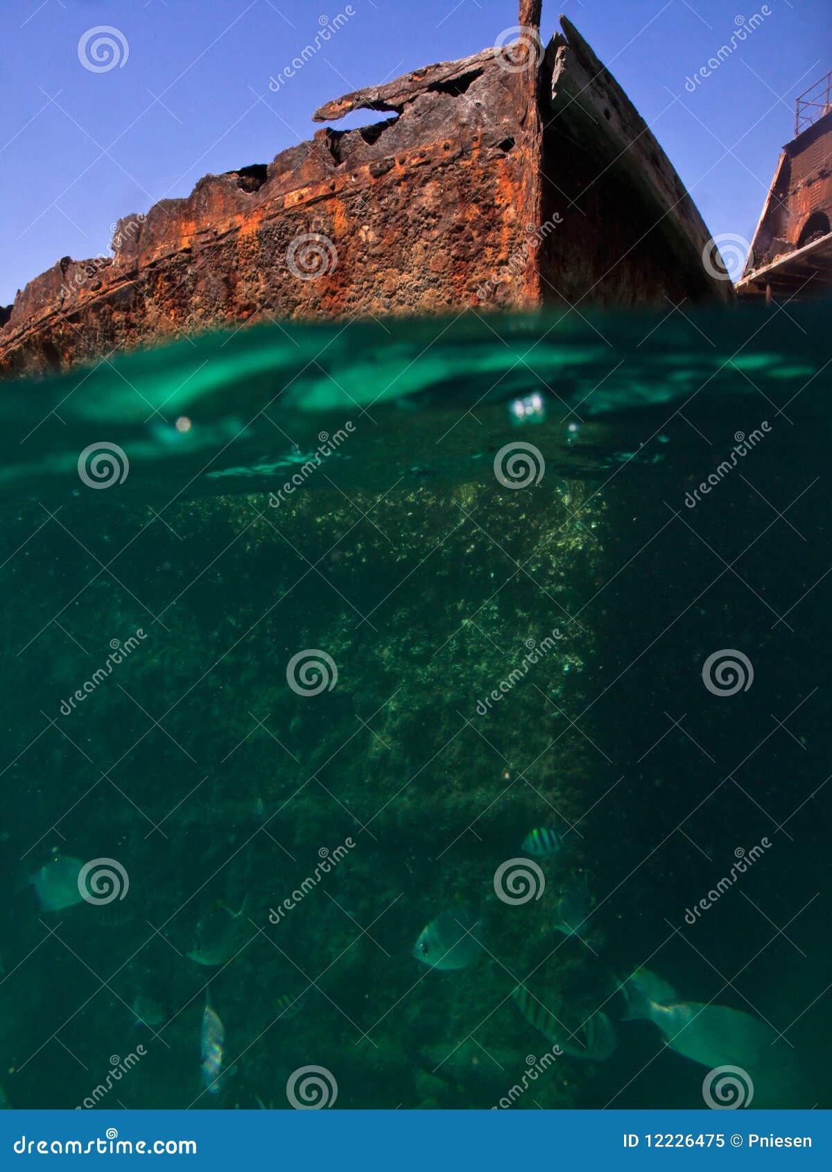 Rusty Shipwrecks Viewed Underwater Stock Image - Image of holiday ...