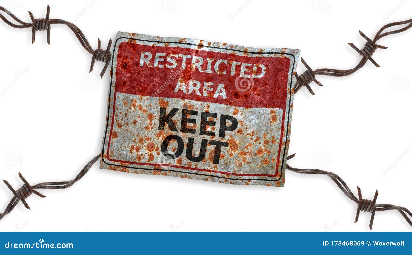 Rusty Sign Board with Barbed Wire 3d Rendering Stock Illustration ...