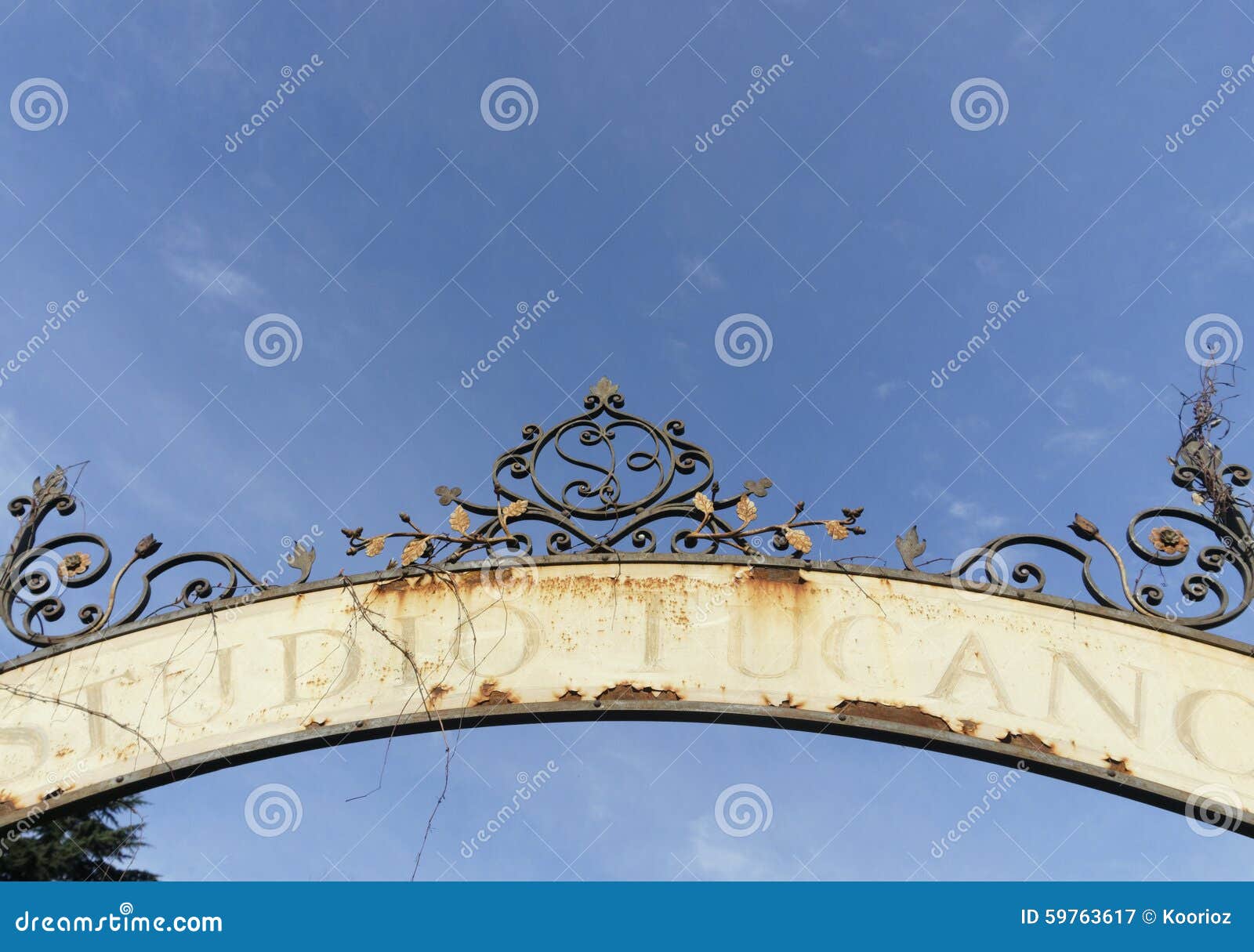 Rusty sign over a gate stock image. Image of rusty, metal - 59763617