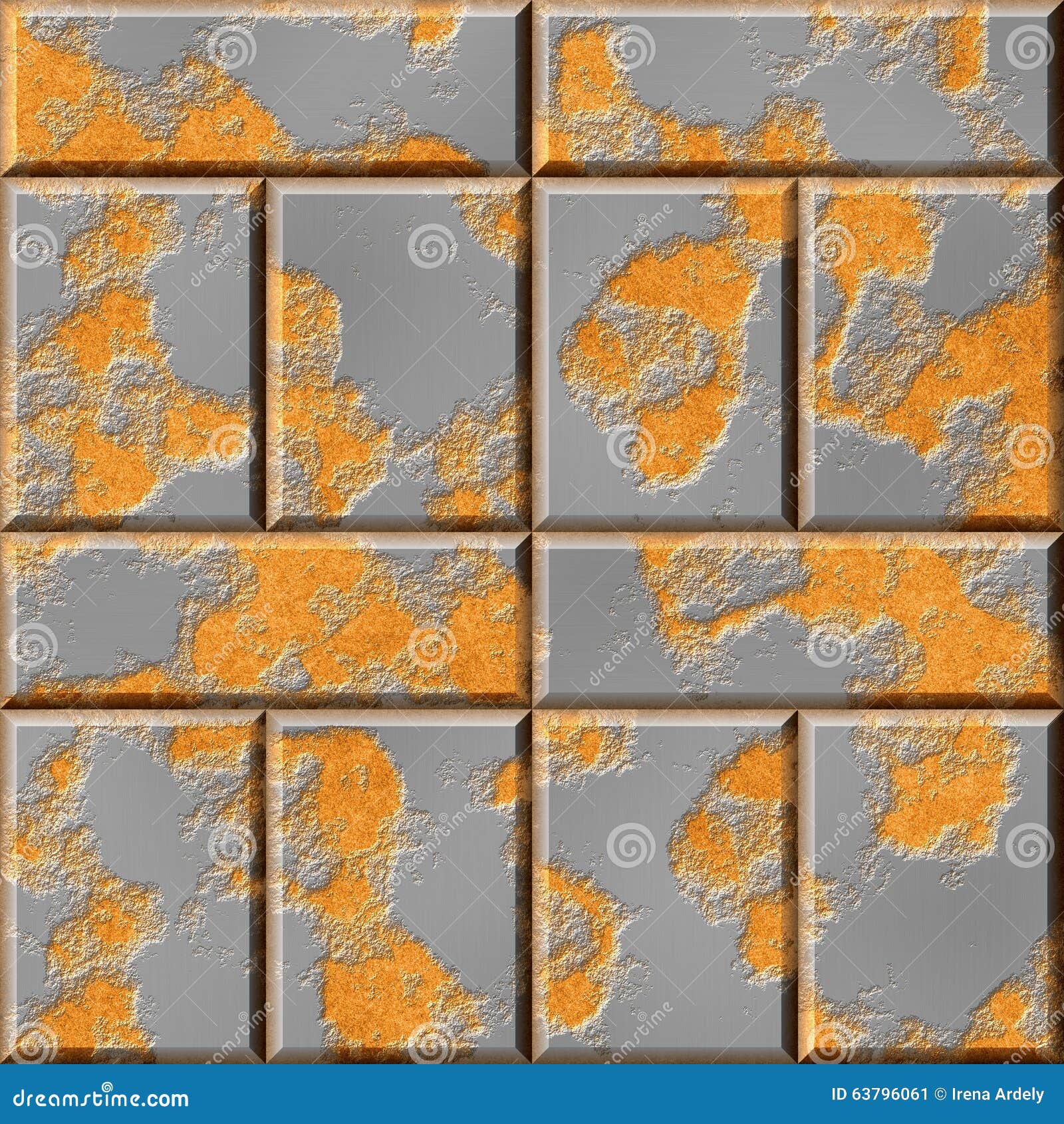 Rusty Silver Gray Metallic Bricks Seamless Pattern Stock Illustration ...