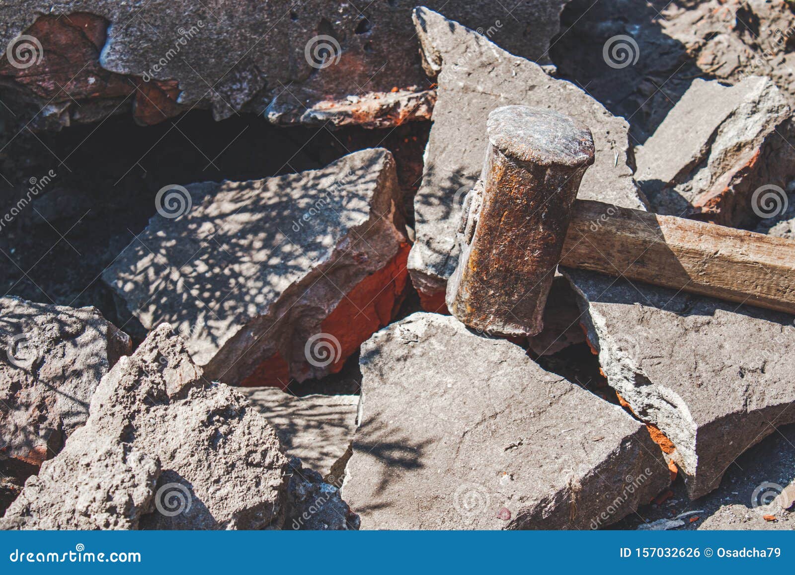 The Sledgehammer Is Lying On The Sand. A Large Hammer Lies On The Sandy ...