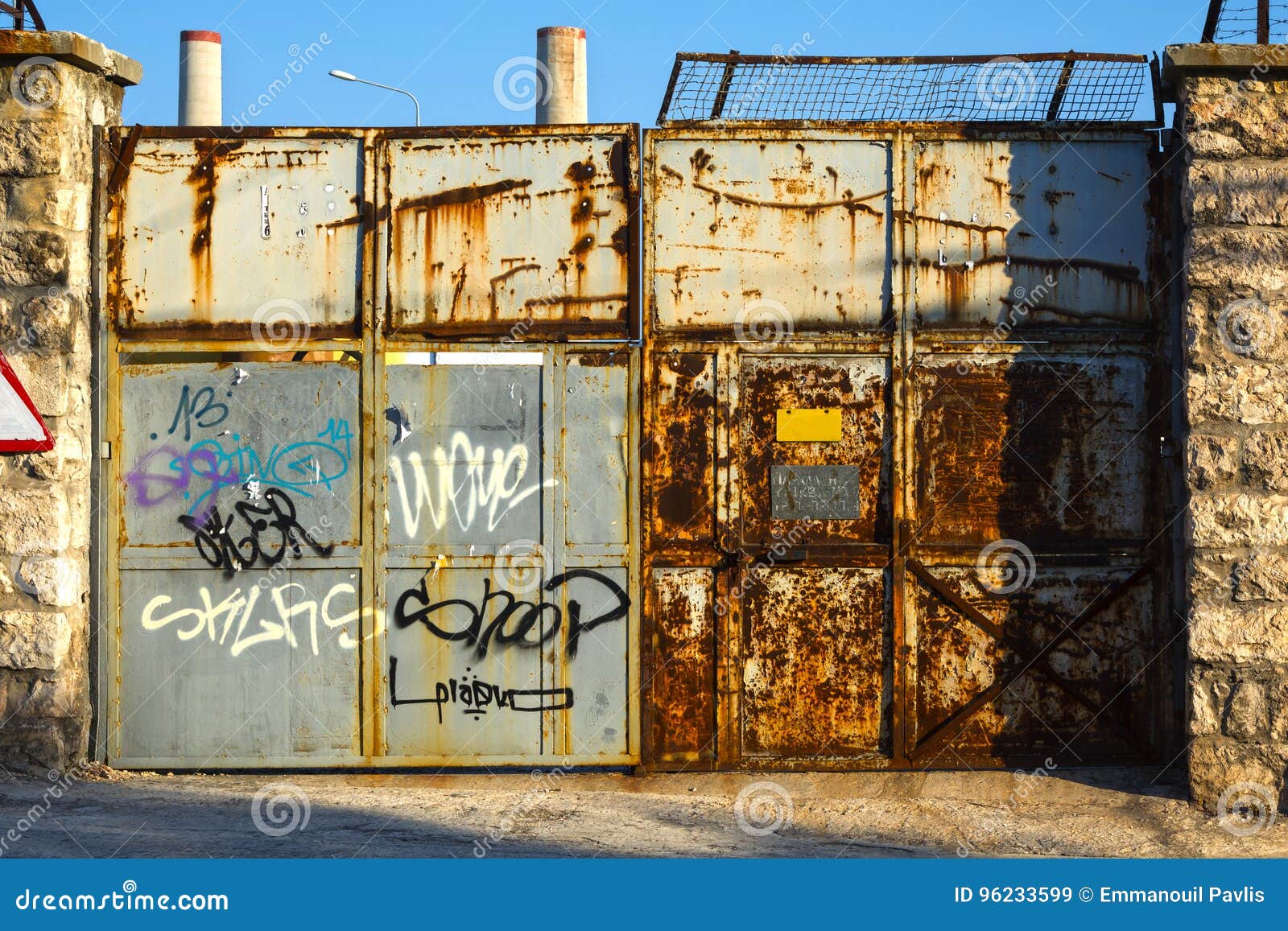 Rusty sliding door stock image. Image of factory, evolution - 96233599