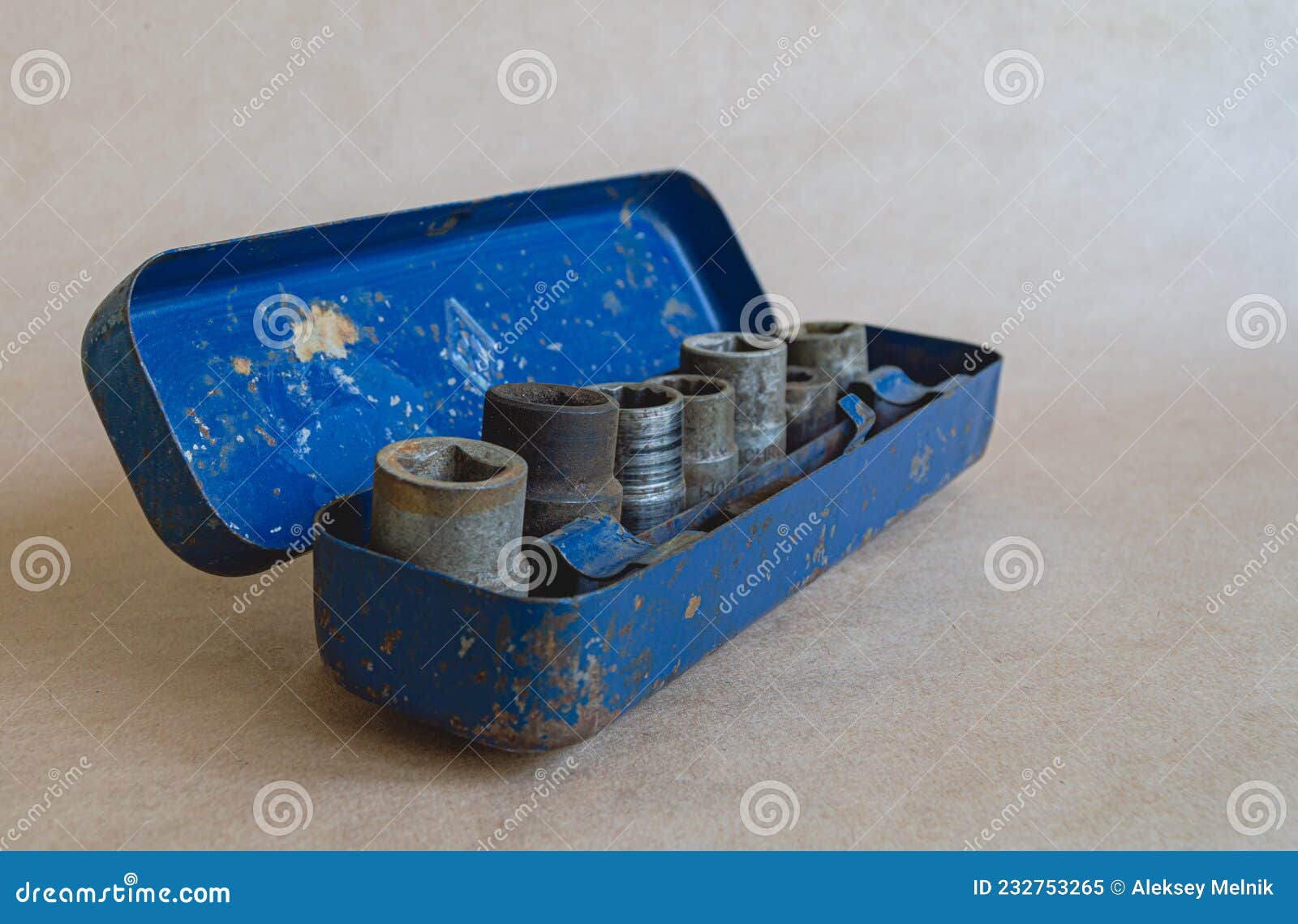 Rusty Socket Wrench Socket Isolated on Vintage Background Stock Image ...