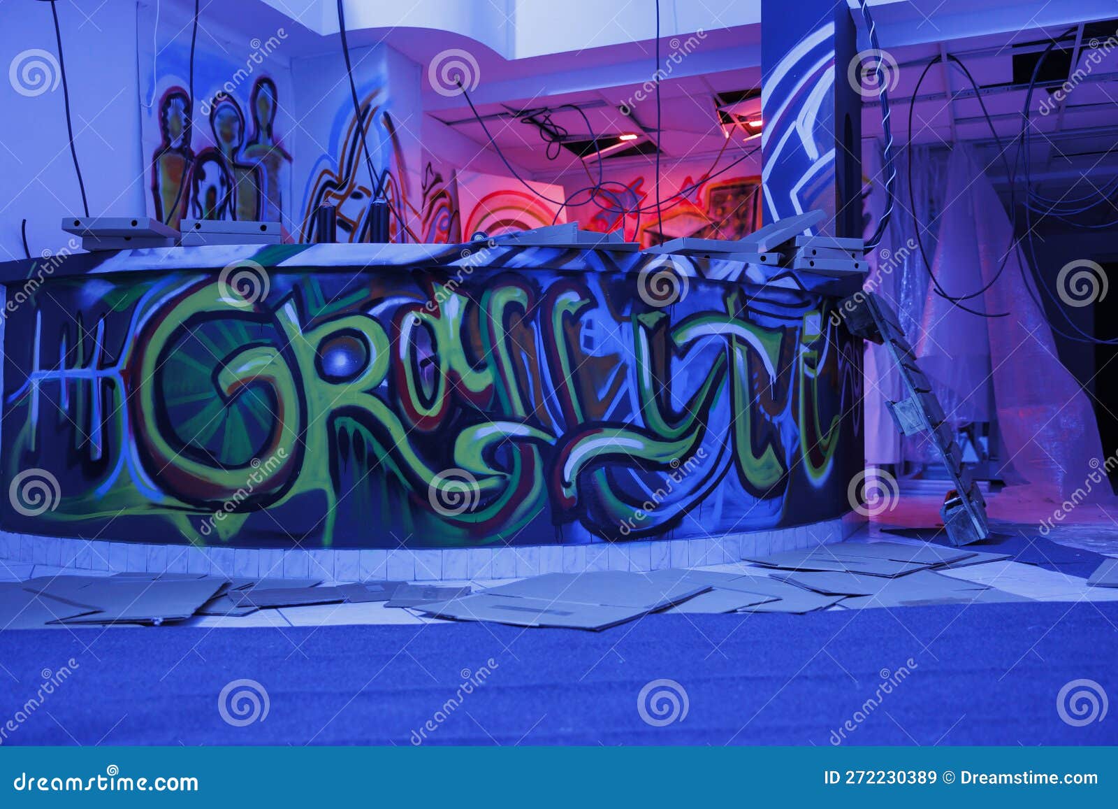 Rusty Space with Fluorescent Lights Crumbling Down Editorial Stock ...