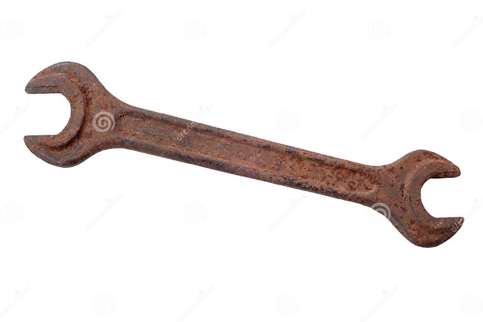 Rusty spanner isolated stock photo. Image of instrument - 274582186