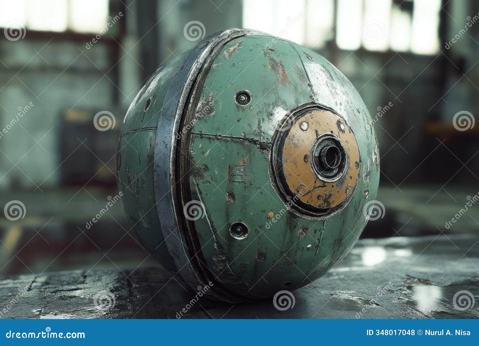 Rusty Spherical Robot in Abandoned Factory Stock Illustration ...