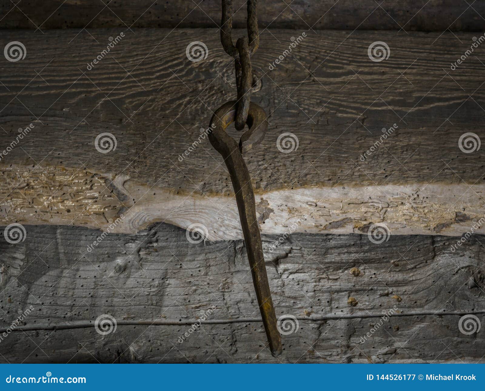 Rusty spike in a chain stock image. Image of crooked - 144526177