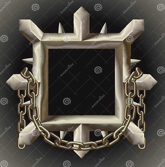 Rusty Spiky Metal Frame Border with Chain Stock Vector - Illustration ...