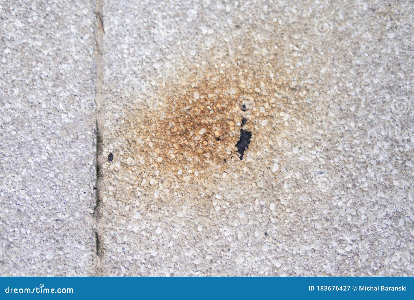 Rusty Spot on a Concrete Pavement Stock Image - Image of black ...