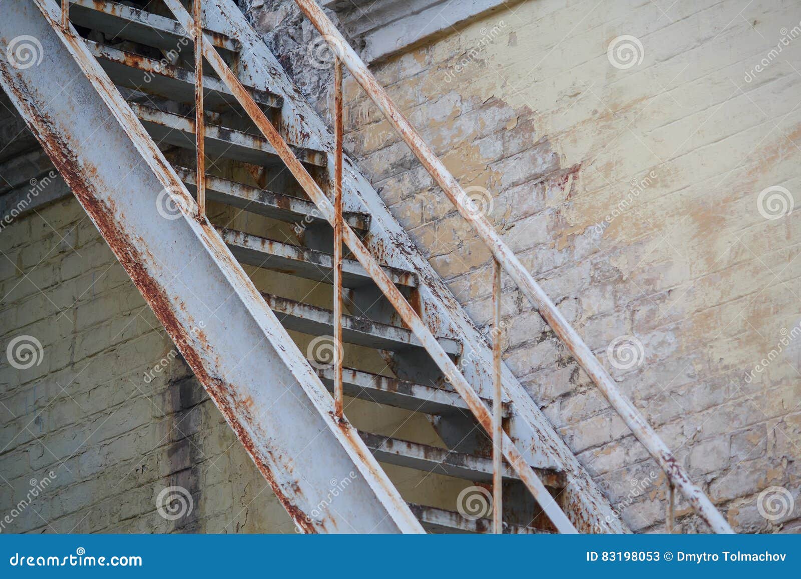 Rusty Staircase at an Old Wall Stock Image - Image of abstract, empty ...
