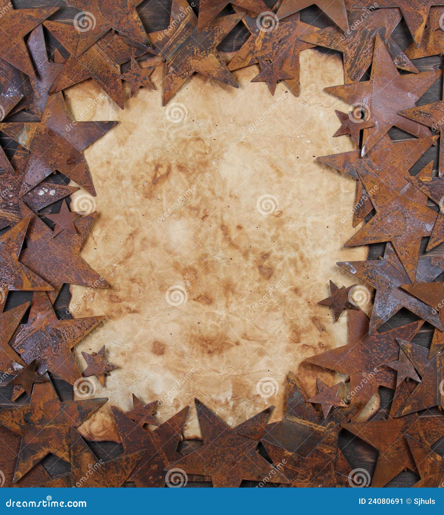 Rusty Stars Framing Old Paper Stock Image - Image of damaged, element ...