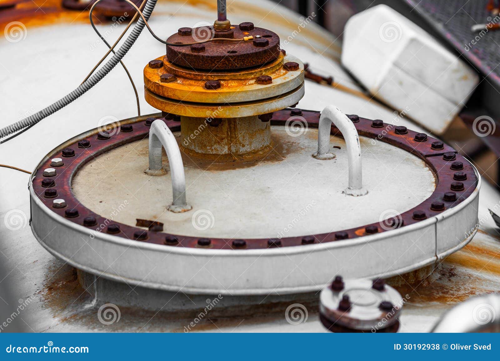 Rusty Steal Hatch of a Storage Tank Stock Photo - Image of armour ...