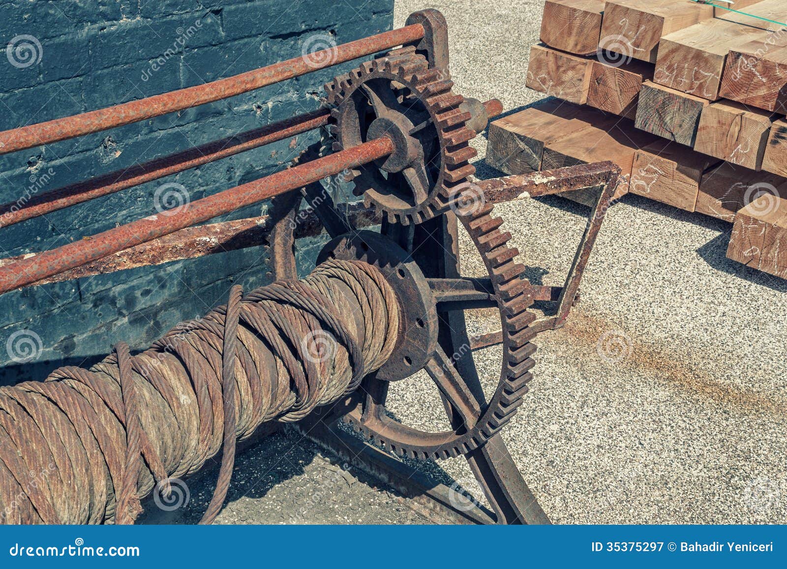 Rusty Steel Cable stock image. Image of equipment, gearwheel - 35375297