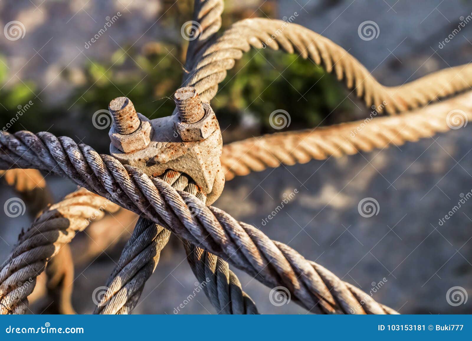 Rusty Steel Cable with Corroded Clamp Stock Image - Image of background ...