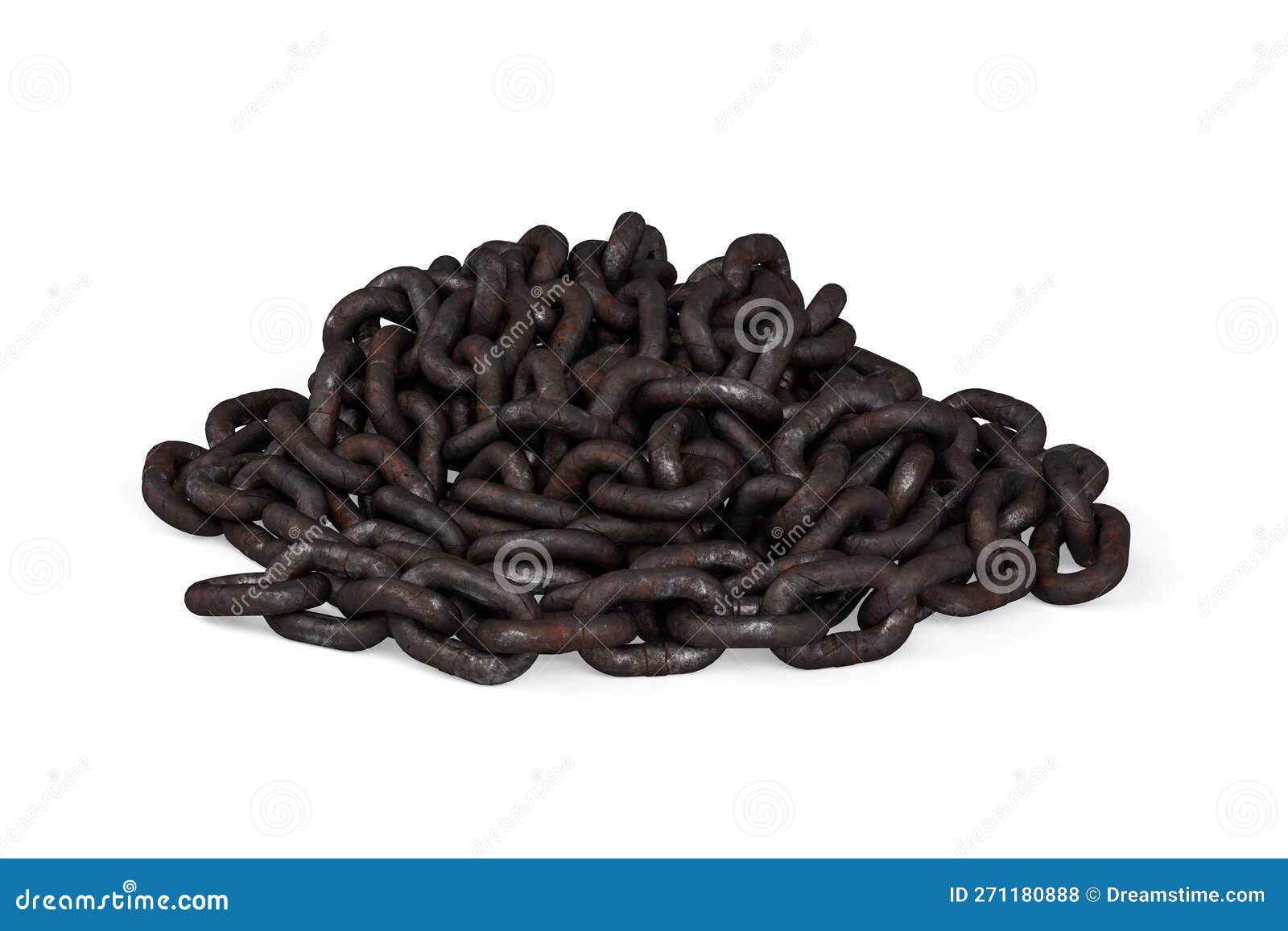 Rusty Steel Chain Isolated on White Background - 3D Stock Illustration ...