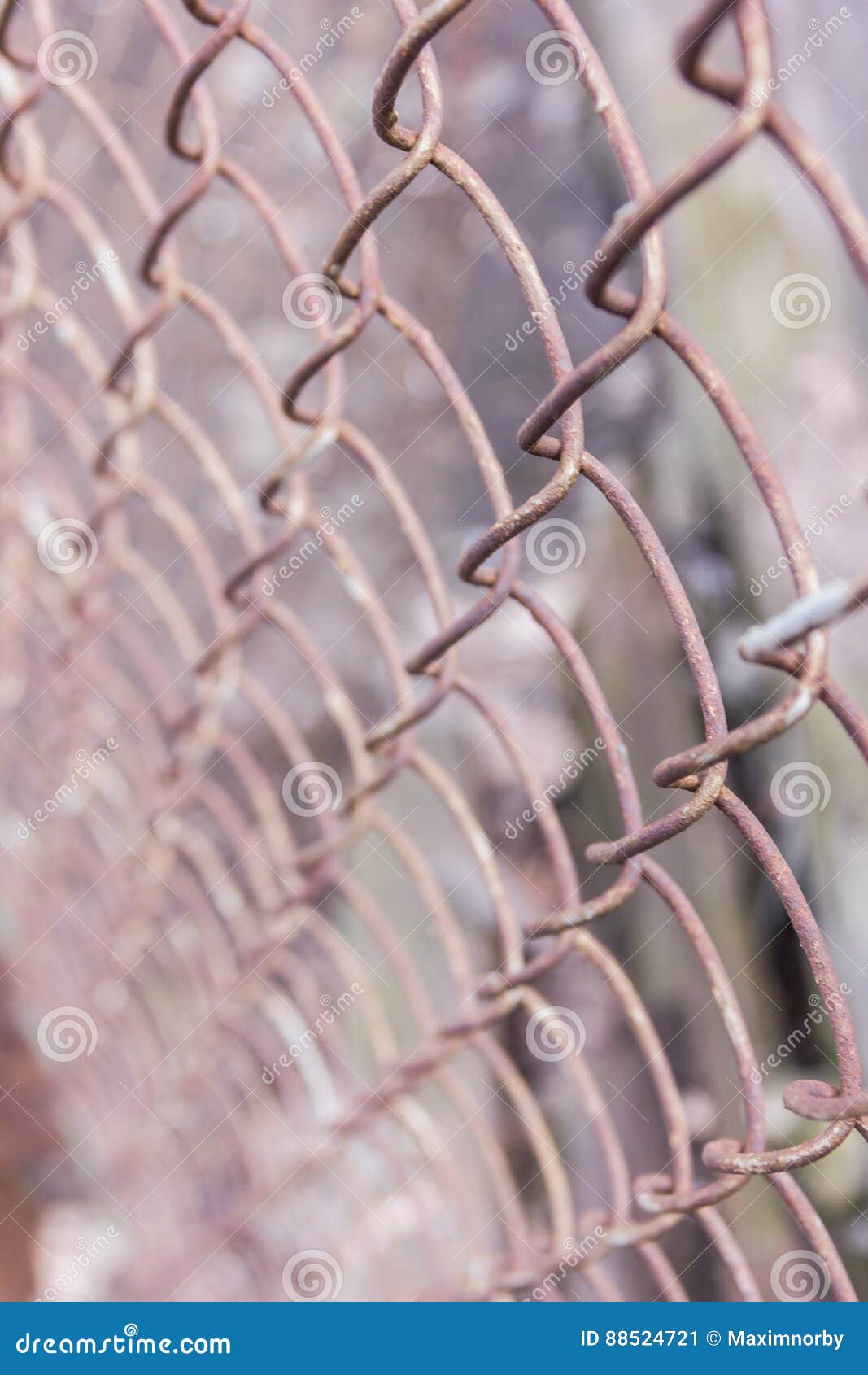 Rusty Steel Chain Link or Wire Mesh As Boundary Wall. There is Still ...